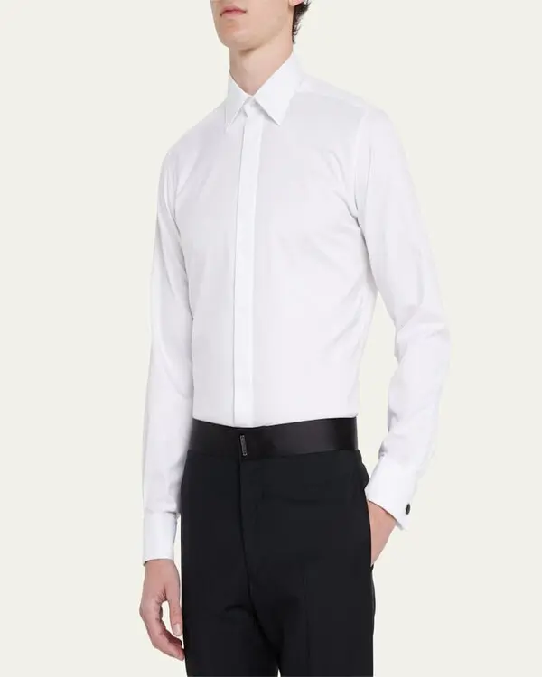 Charvet Slim Fit Covered Placket Dress Shirt - White