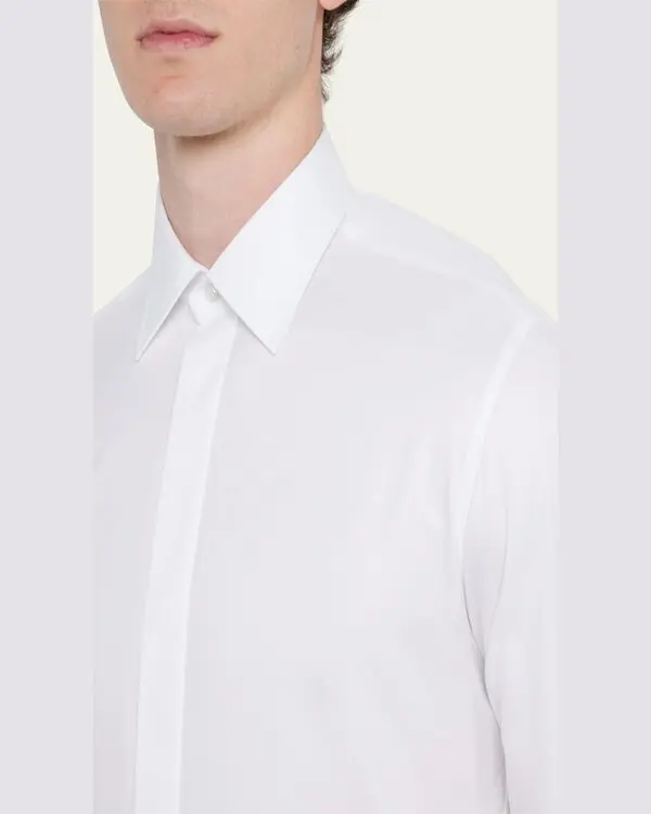 Charvet Slim Fit Covered Placket Dress Shirt - White