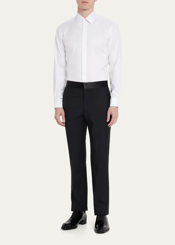 Charvet Slim Fit Covered Placket Dress Shirt - White