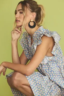 anthropologie blue ruffle dress Light blue dress with white butterflies "Claire" for little princesses
