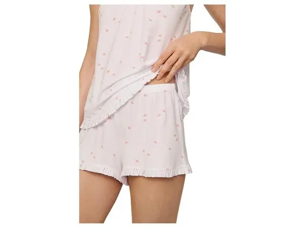 Eberjey Gisele Tenceltm Printed Modal Ruffle Cami Shortie Short Set Pajama Sets Petite Batik Denim - Pink