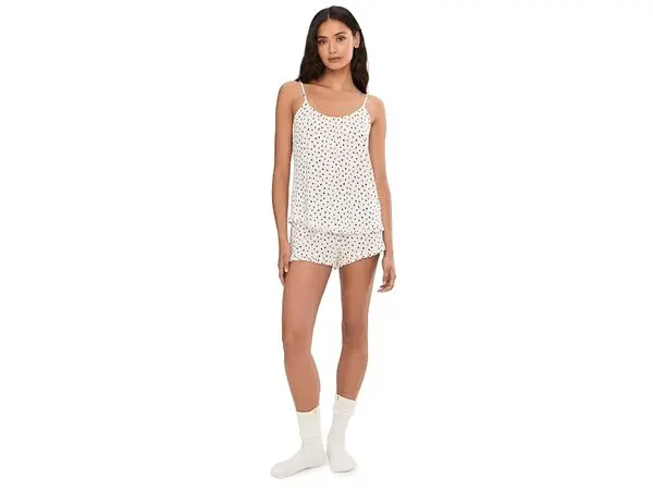 Eberjey Gisele Tenceltm Printed Modal Ruffle Cami Shortie Short Set Pajama Sets Petite Batik Denim - White