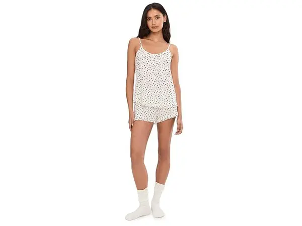 Eberjey Gisele Tenceltm Printed Modal Ruffle Cami Shortie Short Set Pajama Sets Petite Batik Denim - White