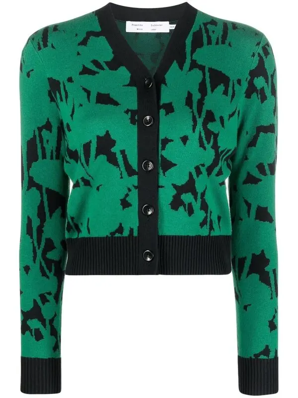 Proenza Schouler White Label Floral-intarsia Cardigan - Green