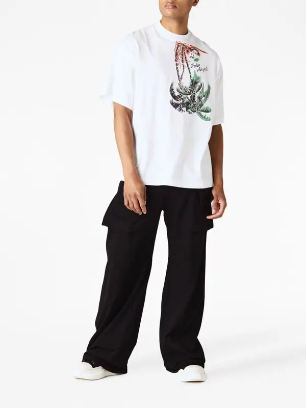 Palm Angels Upside Down Palm-print T-shirt - White
