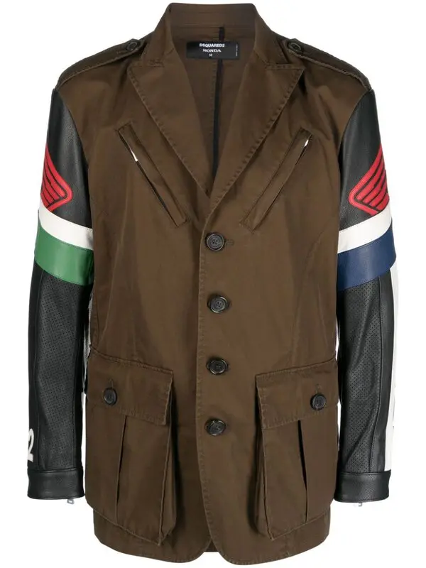 Dsquared2 Biker-style Jacket With Contrast Sleeves - Brown