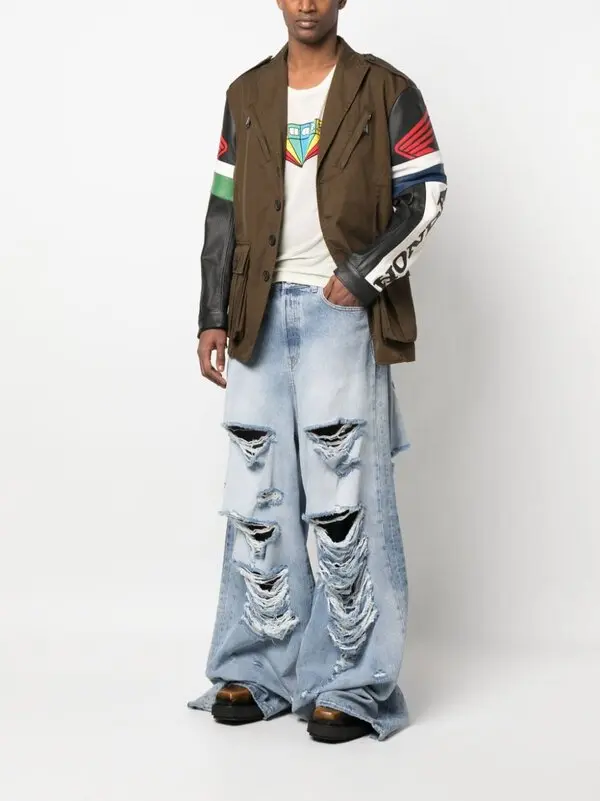 Dsquared2 Biker-style Jacket With Contrast Sleeves