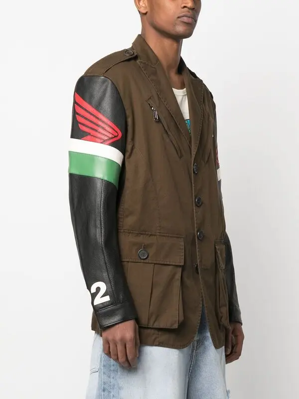Dsquared2 Biker-style Jacket With Contrast Sleeves