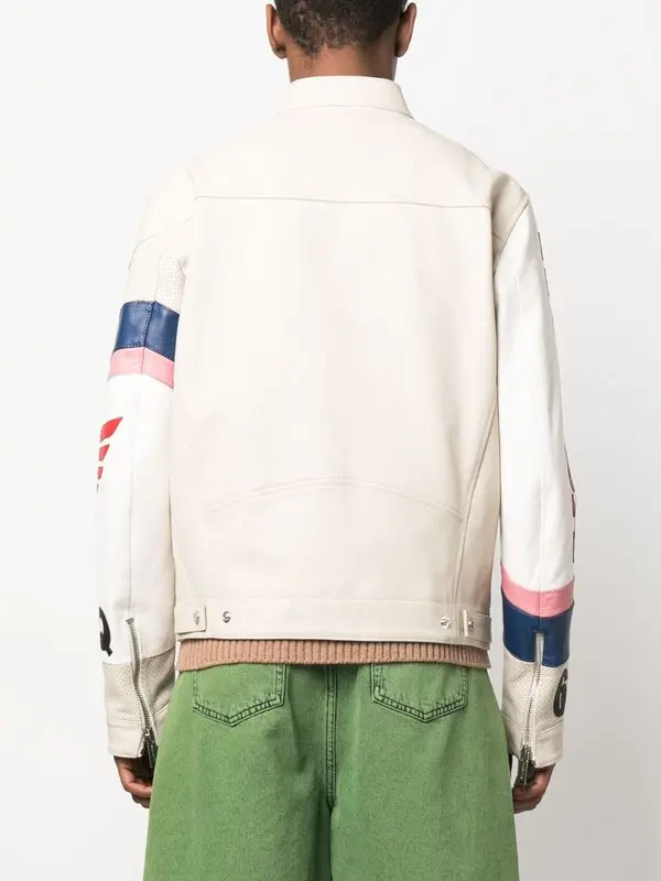 Dsquared2 Leather Biker Jacket With Logo Patch