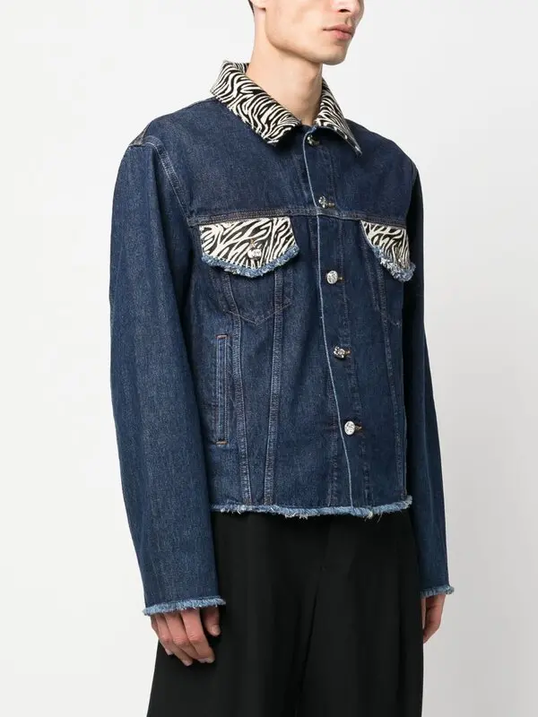 Bluemarble Marble Zebra Print-Detailing Denim Jacket In Blue - 41