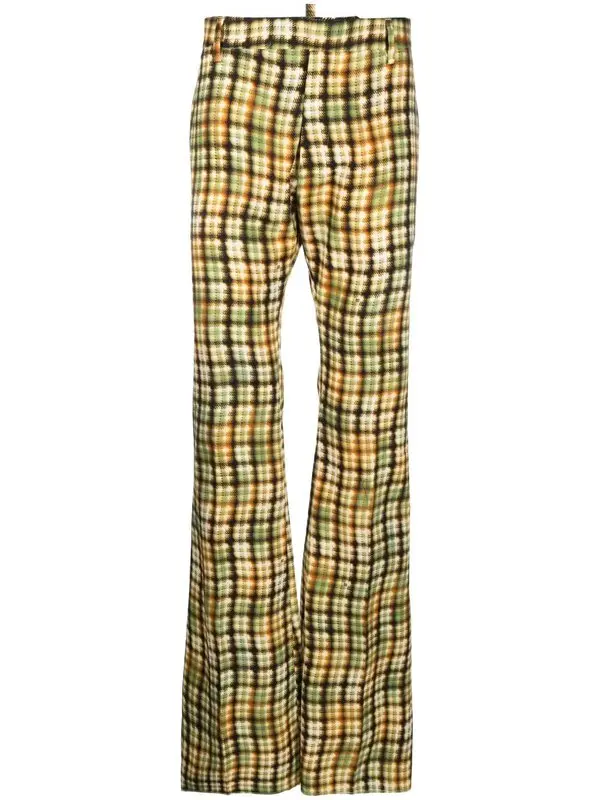 Dsquared2 Check-pattern Cotton Flared Trousers