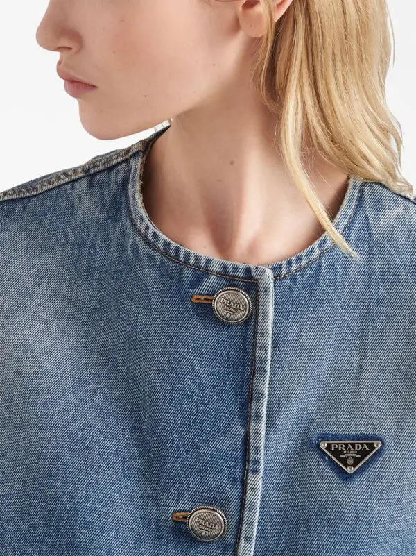 Prada Triangle-logo Denim Blouson Jacket