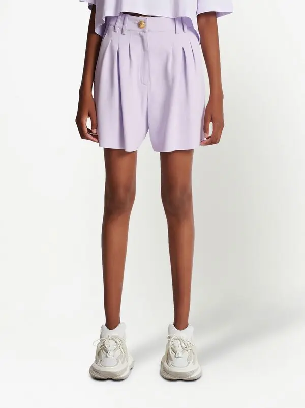 Balmain Piqué-weave High-waist Shorts