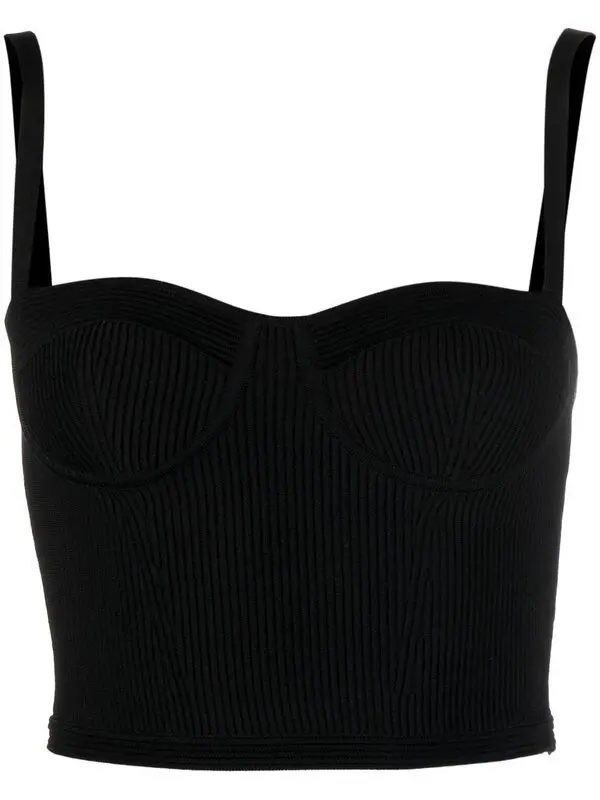 Alexander McQueen Bustier-style Ribbed Crop Top