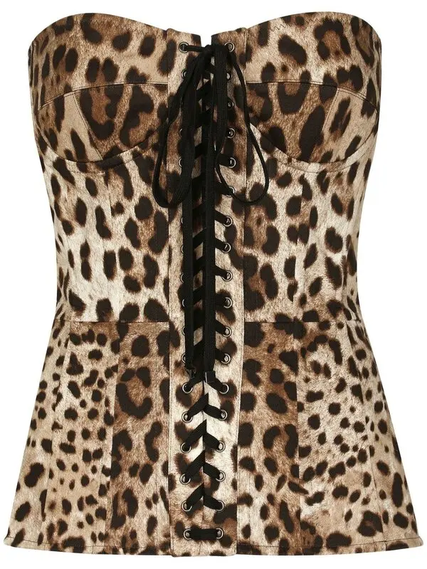 Dolce & Gabbana Leopard-print Corset - Brown