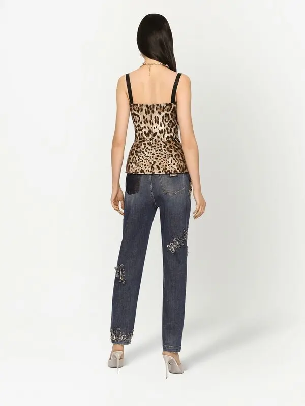 Dolce & Gabbana Leopard-print Lace-up Corset - Brown