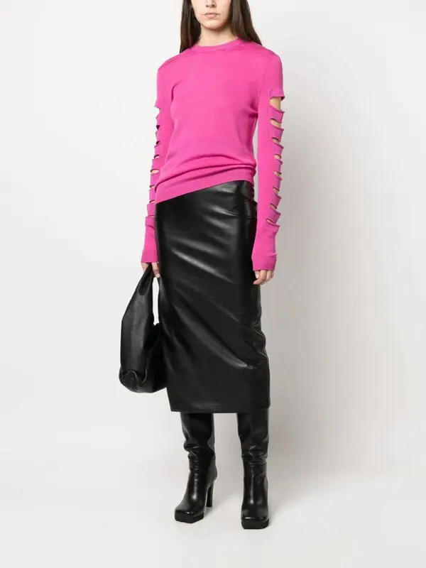 Rick Owens Ribbed Trim Cut-out Jumper - Pink