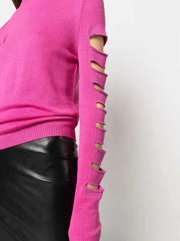 Rick Owens Ribbed Trim Cut-out Jumper - Pink