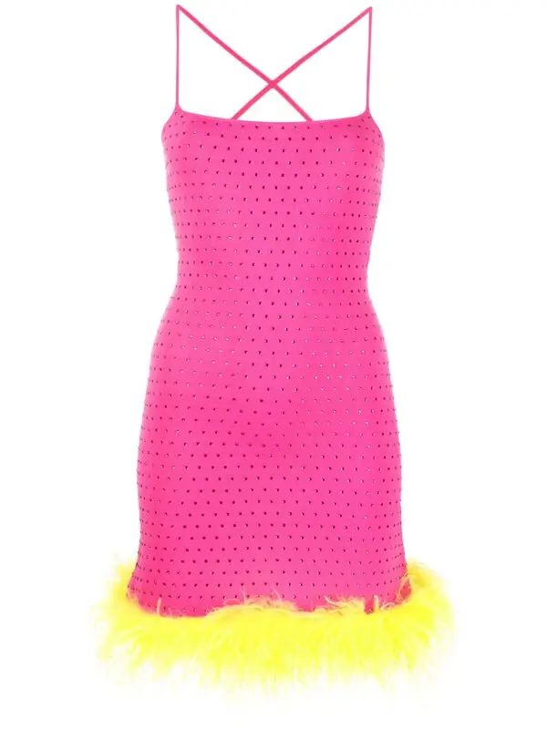 CHIARA FERRAGNI Ostrich Feather Mini Dress