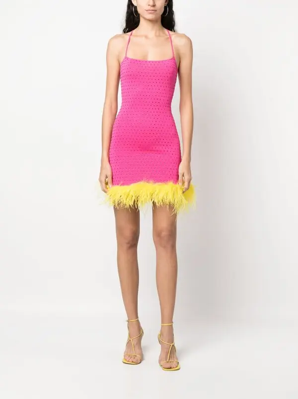 CHIARA FERRAGNI Ostrich Feather Mini Dress