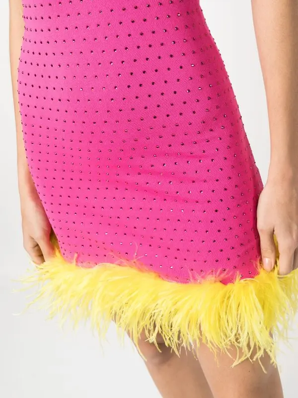CHIARA FERRAGNI Ostrich Feather Mini Dress