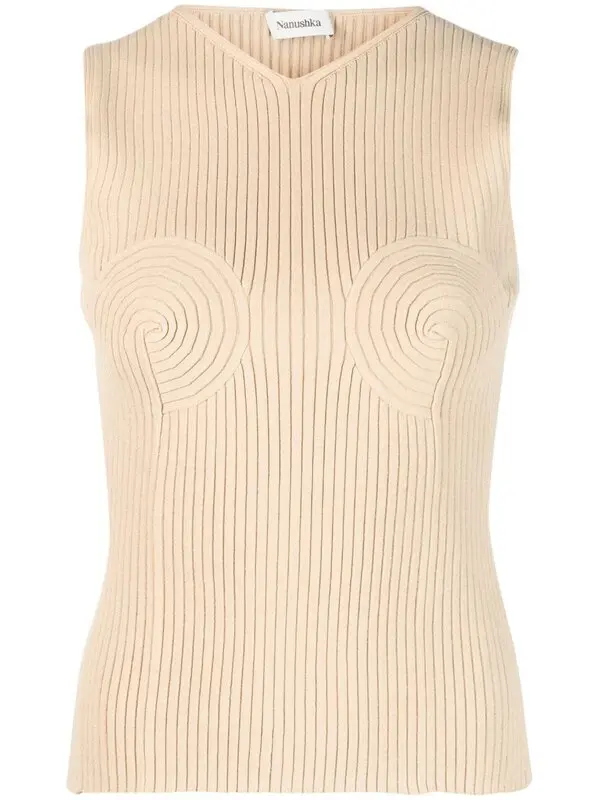 Nanushka Shaped-bustier Knitted Top - Brown