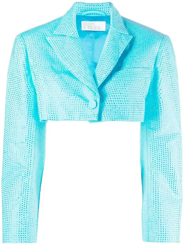 Giuseppe Di Morabito Crystal-embellished Cropped Jacket - Blue