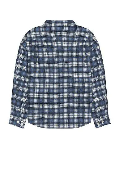 Visvim Pioneer Khadi Check Long Sleeve Shirt In Blue - Navy