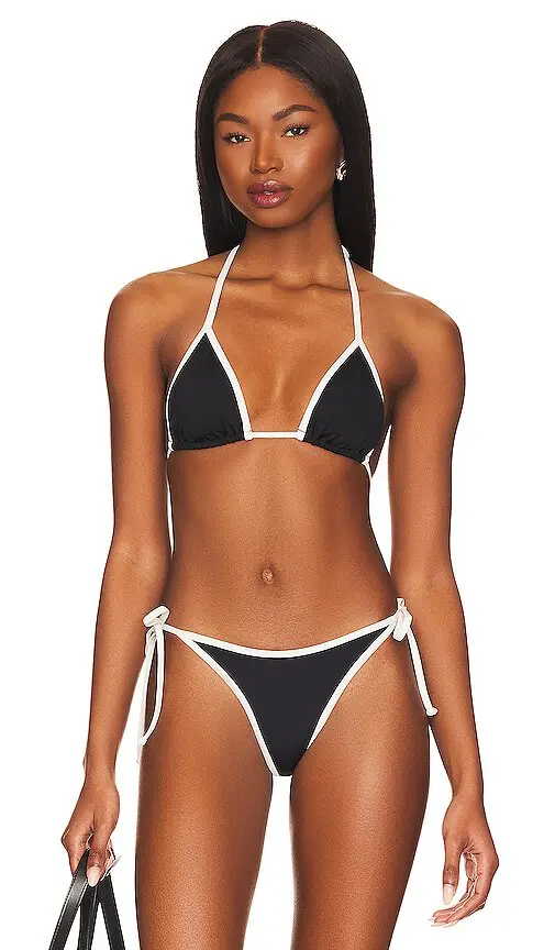 L*Space Lotus Bikini Top - Black & Cream