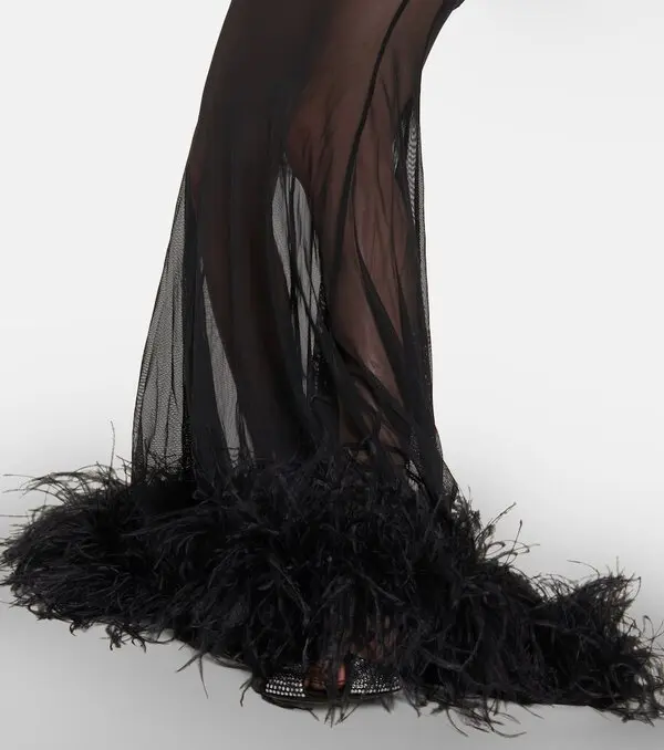 Attico Feather-trimmed Gown