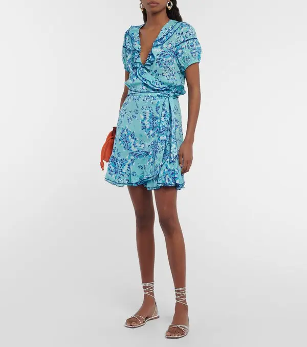 Poupette St Barth Aude Printed Wrap Mini Dress - Multicoloured