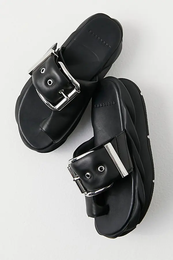 4CCCCEES Buckle Platform Sandals - Black