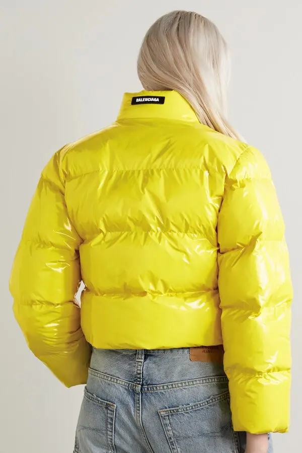 Balenciaga Cropped Quilted Padded Glossed-shell Coat