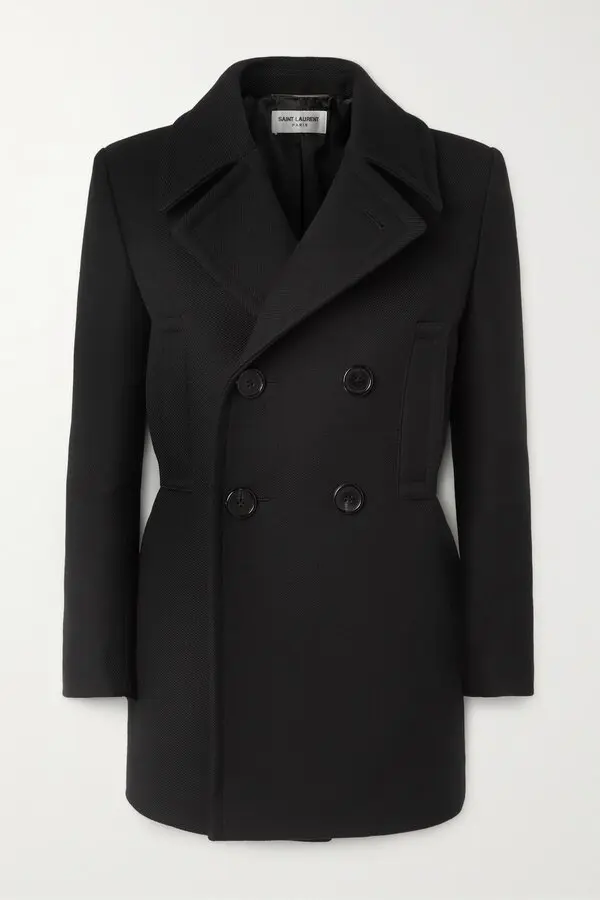 Saint Laurent Double-breasted Wool And Silk-blend Twill Coat