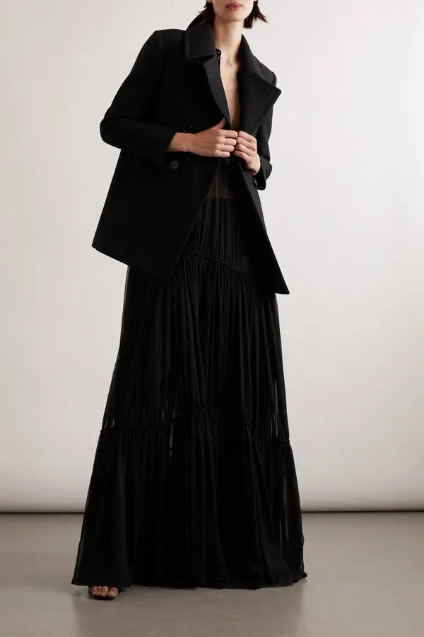 Saint Laurent Double-breasted Wool And Silk-blend Twill Coat