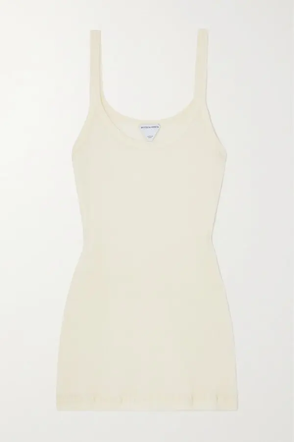 Bottega Veneta Ribbed Cotton-blend Tank - Cream