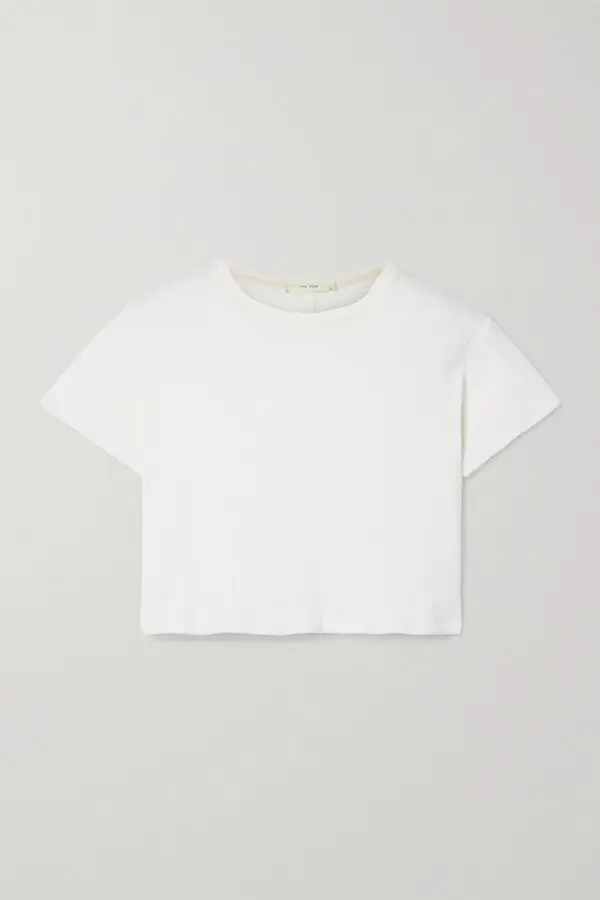 THE ROW Fedras Cropped Cotton-blend Jersey T-shirt
