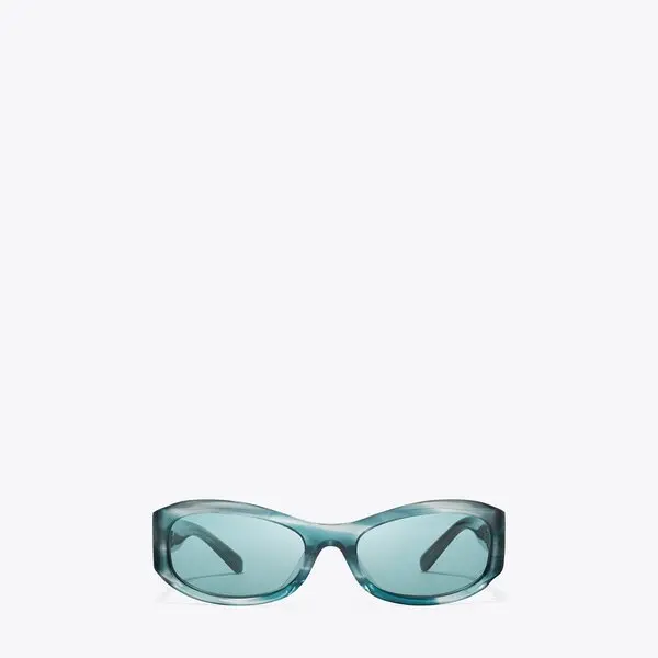 Tory Burch Miller Rectangle Sunglasses - Teal Striated/petrol Green