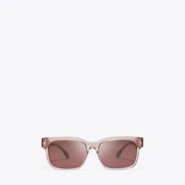 Tory Burch Miller Rectangle Sunglasses - Transparent Pink/wine