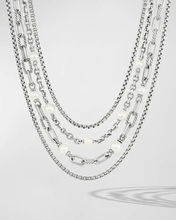 David Yurman Dy Madison Chain Necklace With Pearls - Silver