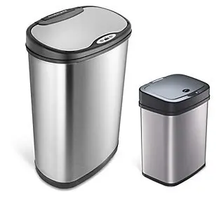 NINE STARS 13-gallon & 3-gallon Stainless Steel Trash Can Set - Silver