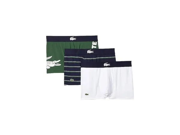 Lacoste Trunks 3-pack Big Croc On Side Underwear Thyme/navy Blue/white - Multi