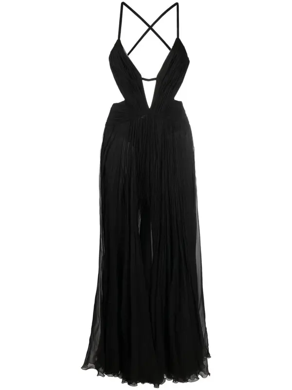 Roberto Cavalli Draped Backless Silk Dress