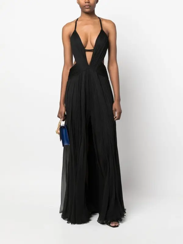 Roberto Cavalli Draped Backless Silk Dress