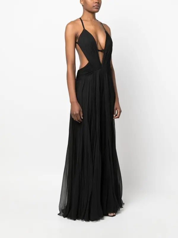Roberto Cavalli Draped Backless Silk Dress
