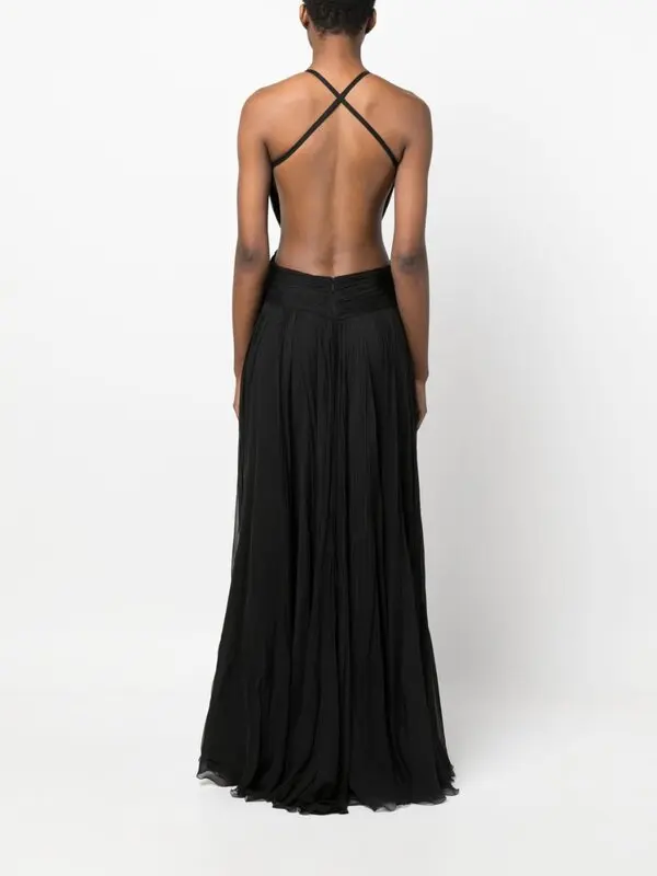 Roberto Cavalli Draped Backless Silk Dress