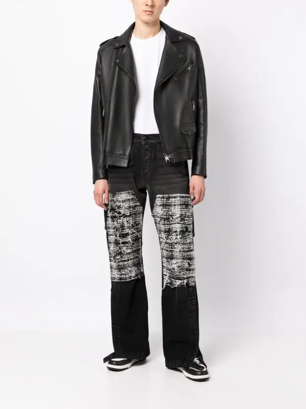 Amiri Tweed Paneling Distressed Jeans
