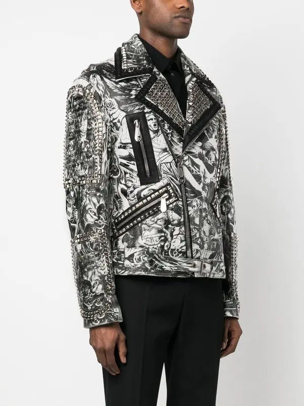 Philipp Plein Tattoo-print Biker Jacket
