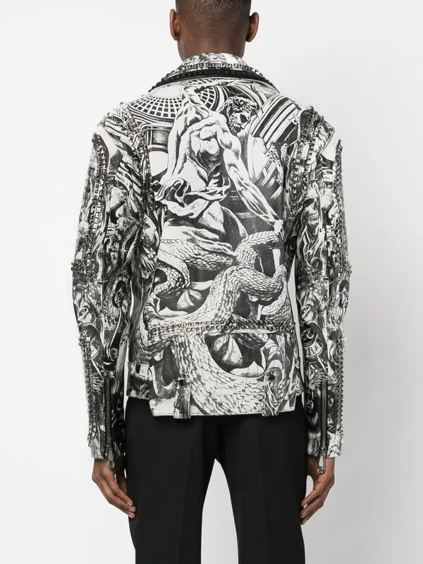 Philipp Plein Tattoo-print Biker Jacket