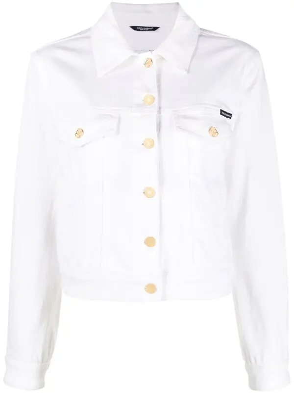 Dolce & Gabbana Logo-appliqué Denim Jacket - White